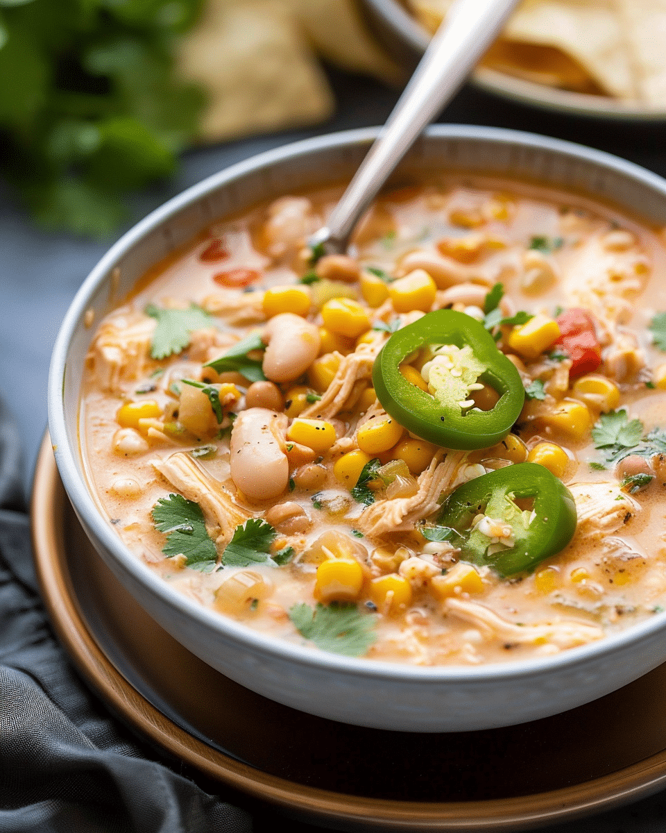 Creamy Crockpot Chicken Chili with Pepper Jack and Lime | Evelyn's Cooking