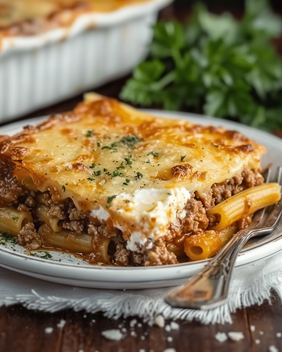 Baked Ziti with Ground Beef and Ricotta | Evelyn's Cooking