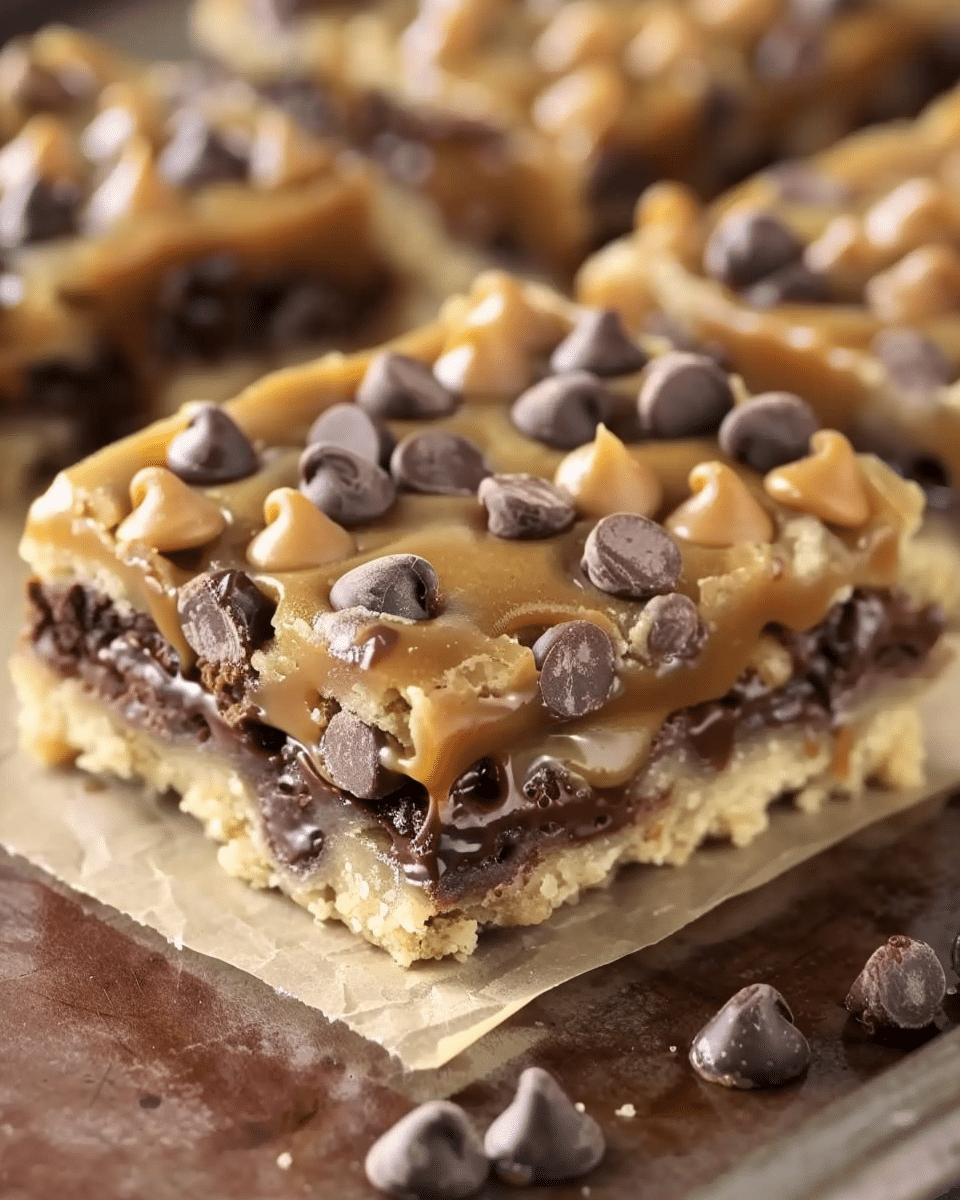 Caramel Chocolate Chip Cookie Bars | Evelyn's Cooking