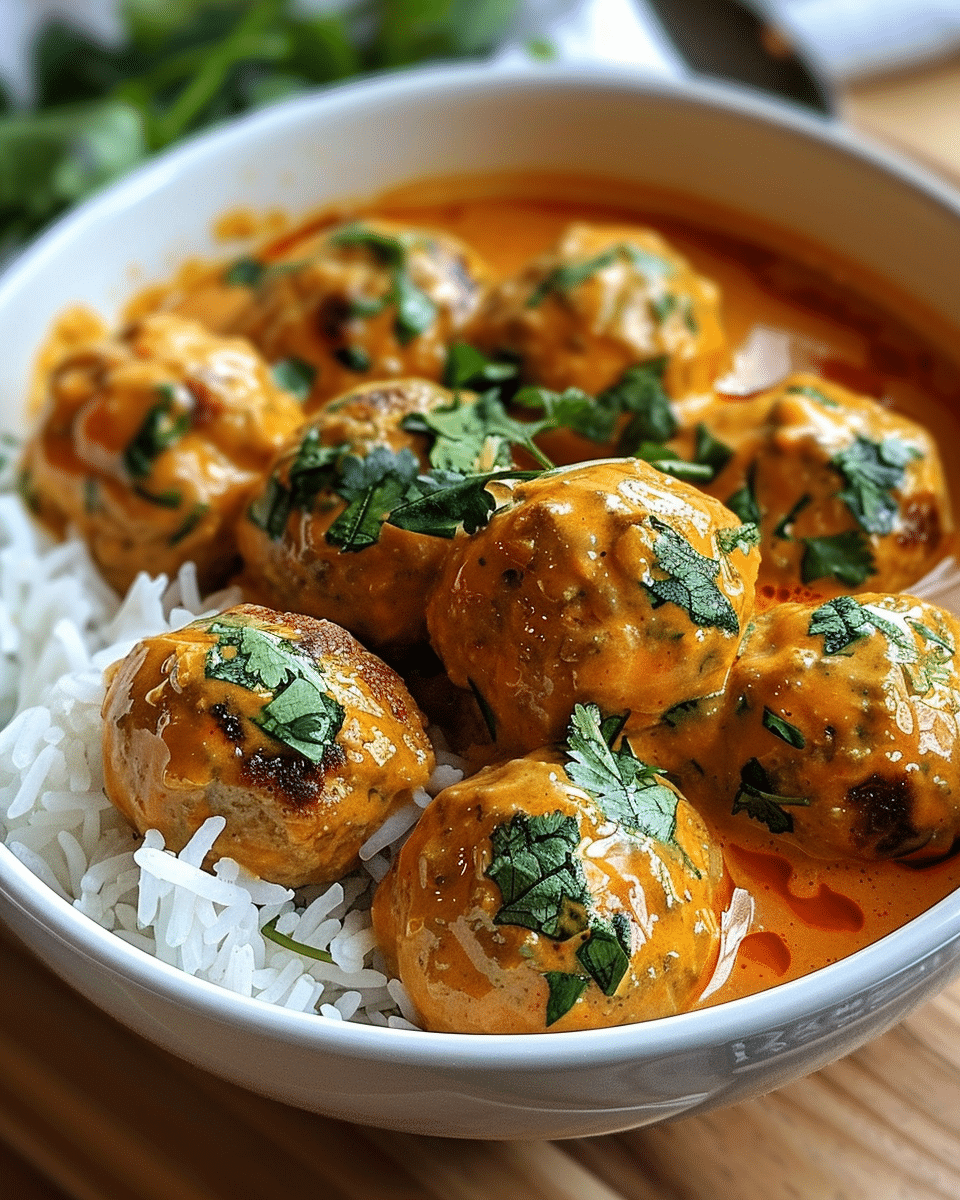 Thai Chicken Meatballs in Coconut Curry | Evelyn's Cooking