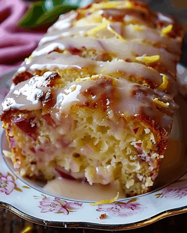 Lemon Rhubarb Loaf with Glaze | Evelyn's Cooking
