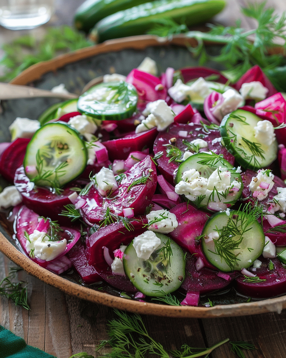 Beet Salad with Feta, Cucumbers, and Dill | Evelyn's Cooking