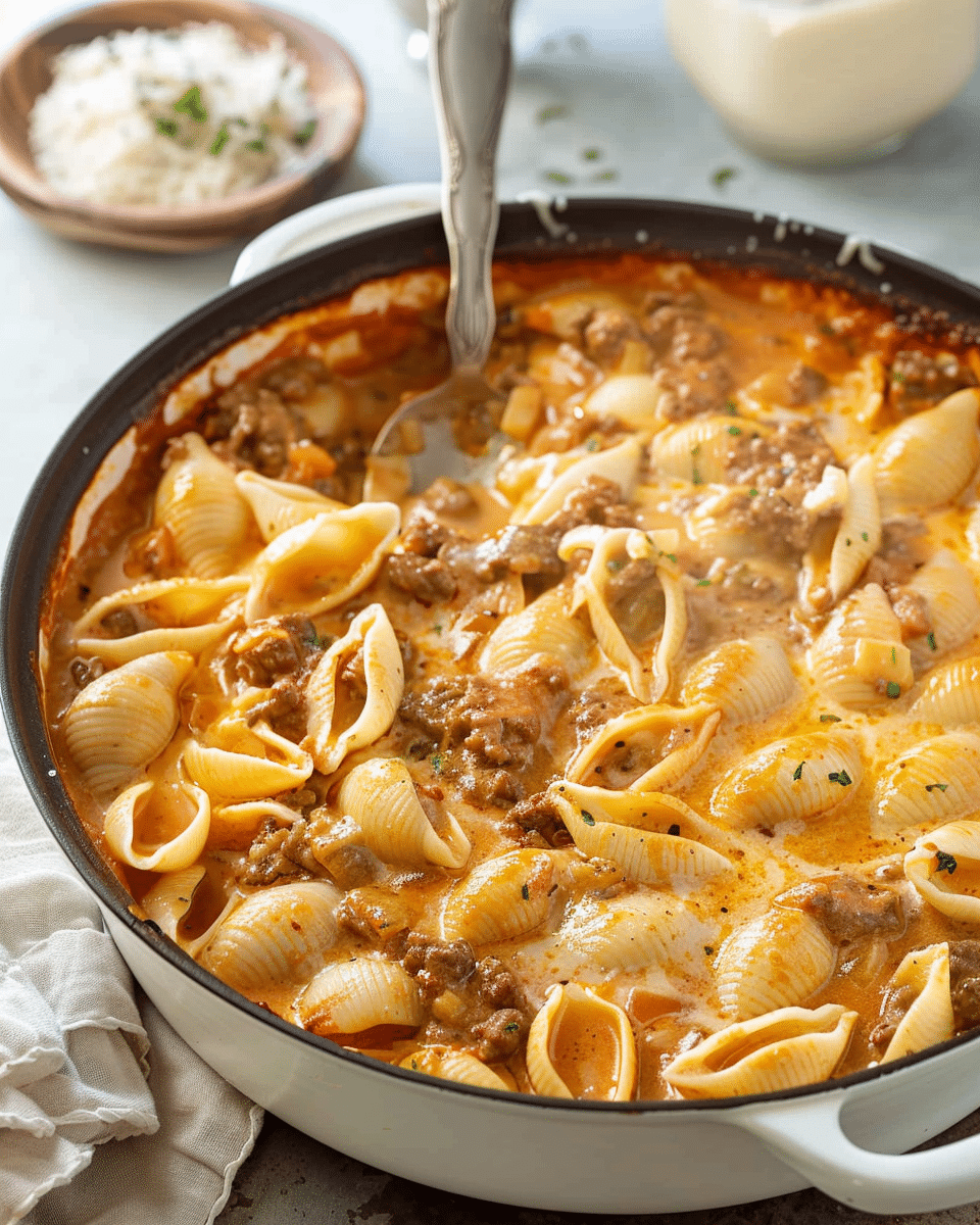 Creamy Beef and Shells | Evelyn's Cooking