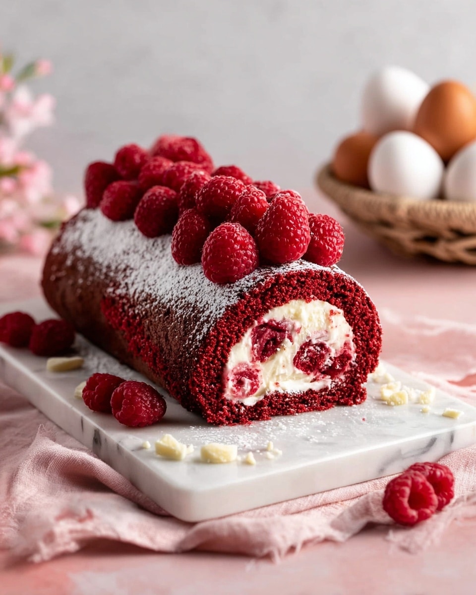 Lemon Raspberry Velvet Roll Cake – Soft & Fruity Dessert