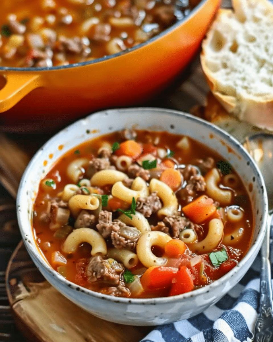 Beef Macaroni Soup Recipe | Evelyn's Cooking