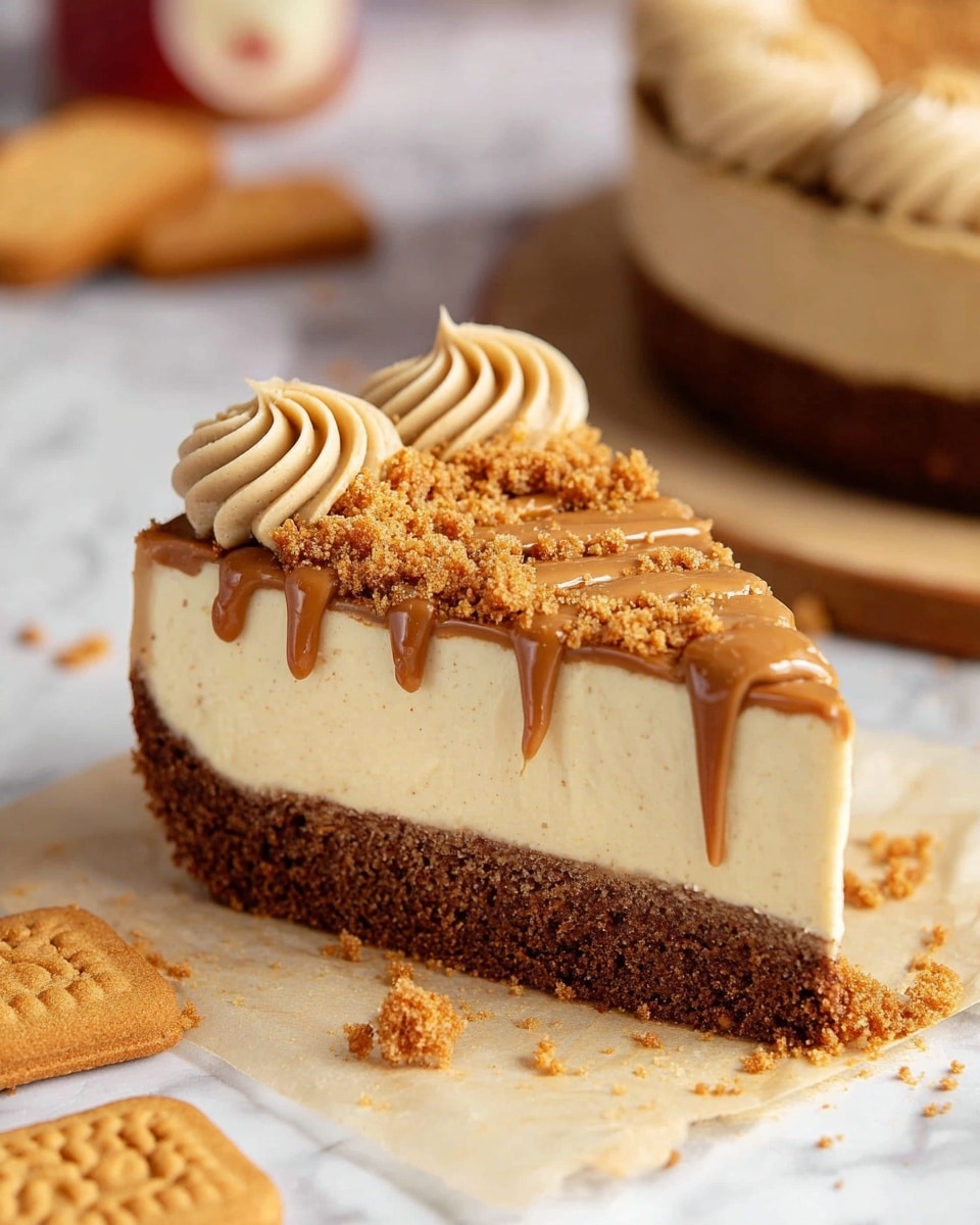 Biscoff Cheesecake with Melted Biscoff Topping - Irresistible & Easy